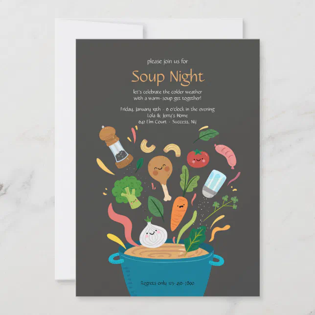 Soup Night Dinner Party Invitations | Zazzle