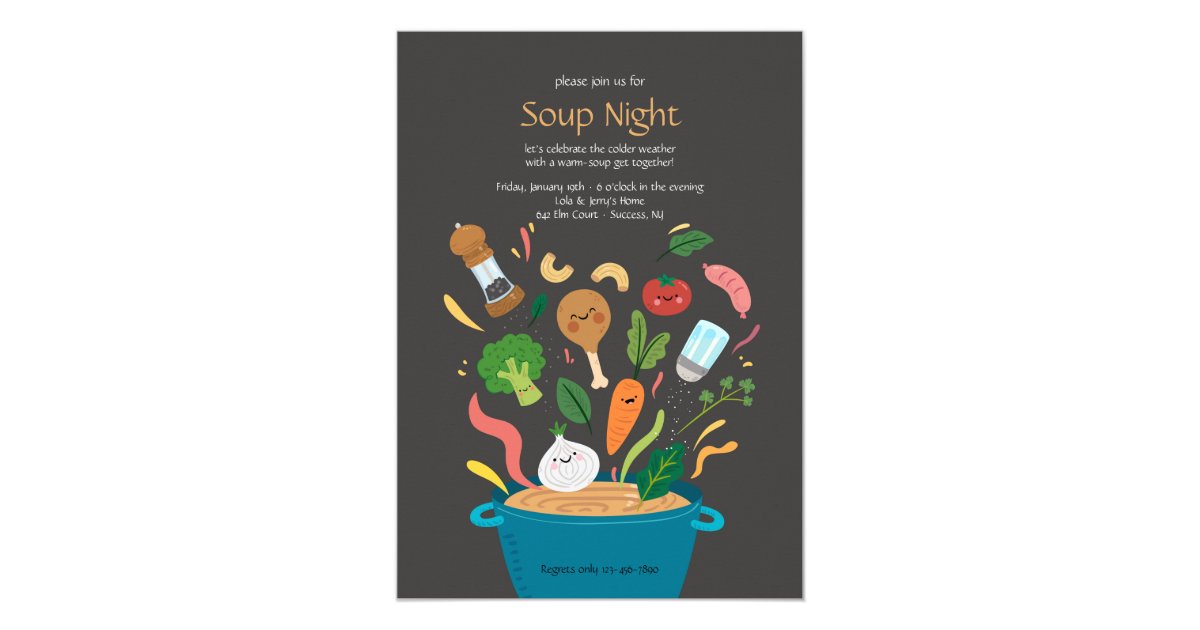 Soup Night Dinner Party Invitations | Zazzle.com