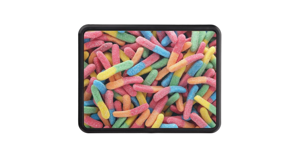 Sour Gummy Worms Candy Fun Colorful Hitch Cover | Zazzle