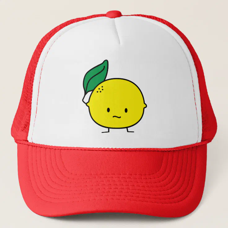 Sour yellow lemon leaf citrus fruit lemony trucker hat | Zazzle