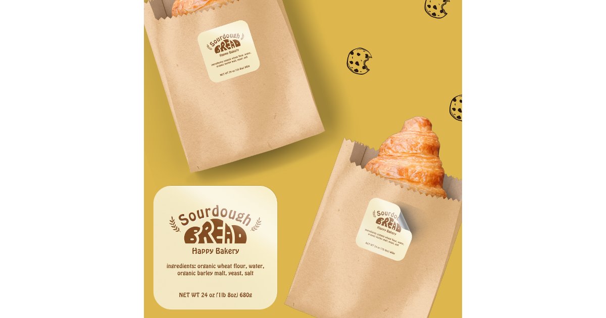 Sourdough Bread Baking Ingredients Square Sticker | Zazzle