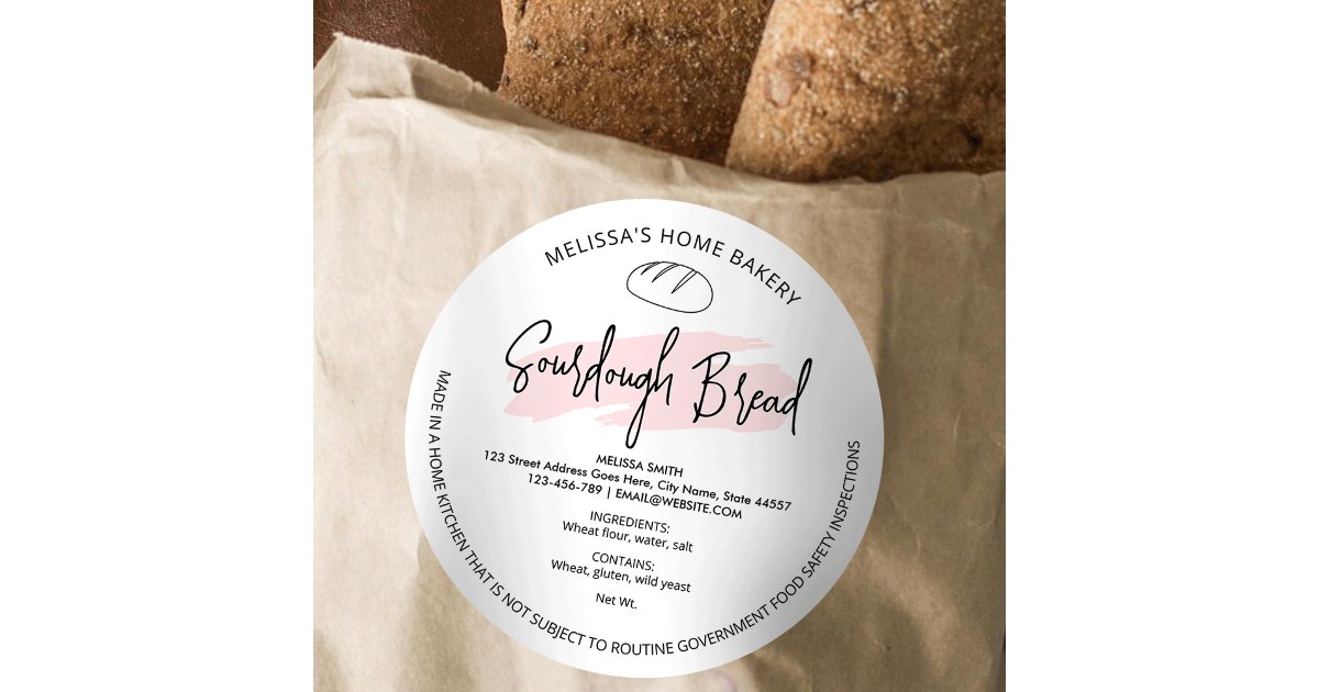 Sourdough Bread Modern Pink Cottage Law Label | Zazzle