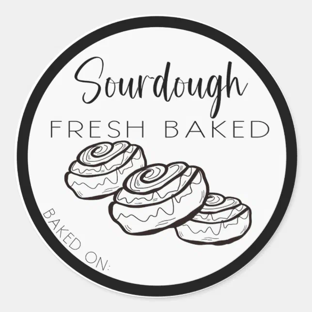 Sourdough cinnamon bun labels, cinnamon rolls classic round sticker ...