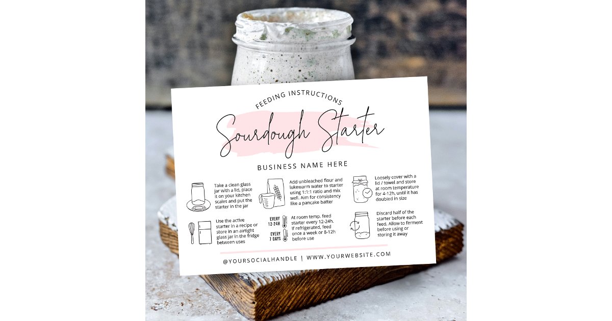 Sourdough Starter Feeding Instructions Guide Bread Business Card | Zazzle