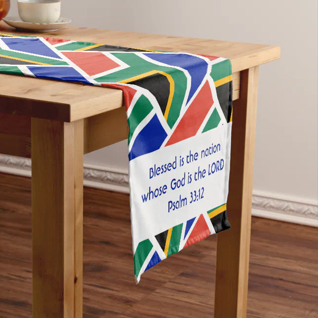 SOUTH AFRICA Flag Customized Scripture Short Table Runner | Zazzle