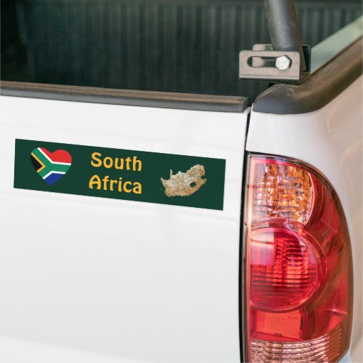 South Africa Flag Heart + Map Bumper Sticker | Zazzle
