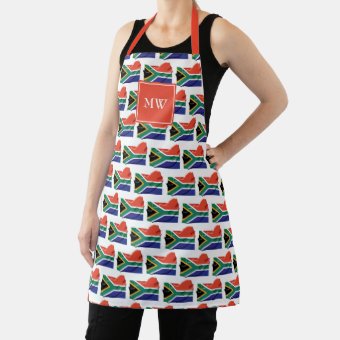 SOUTH AFRICA FLAG | Monogram | South African Apron | Zazzle