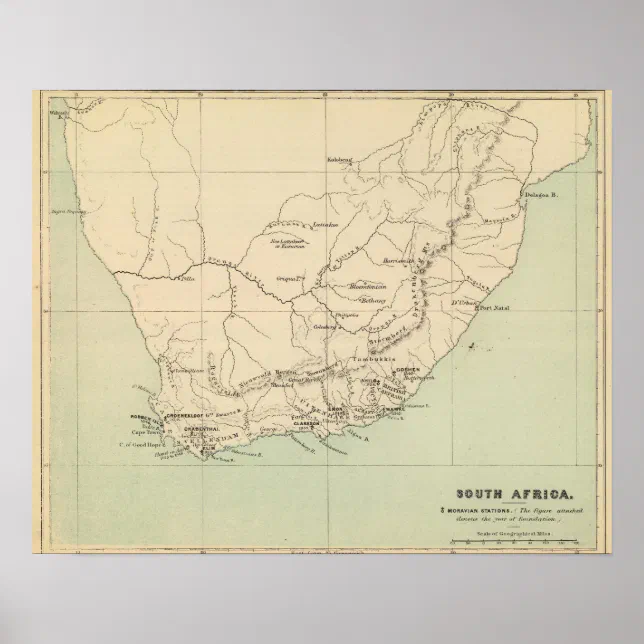 South Africa Lithographed Map Poster | Zazzle