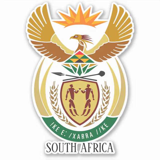 South Africa National Coat Of Arms Patriotic Sticker | Zazzle