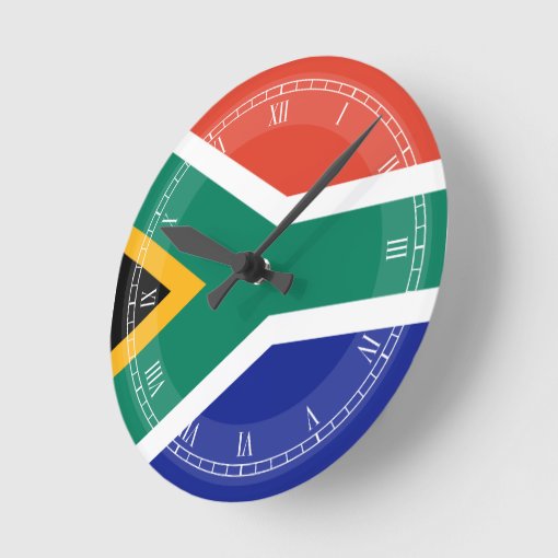 South African Flag Round Clock | Zazzle