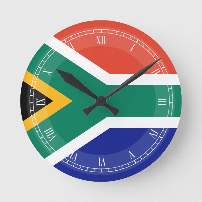 South African Flag Round Clock | Zazzle