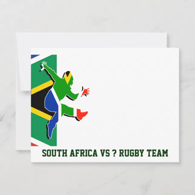South African rugby invitations template | Zazzle