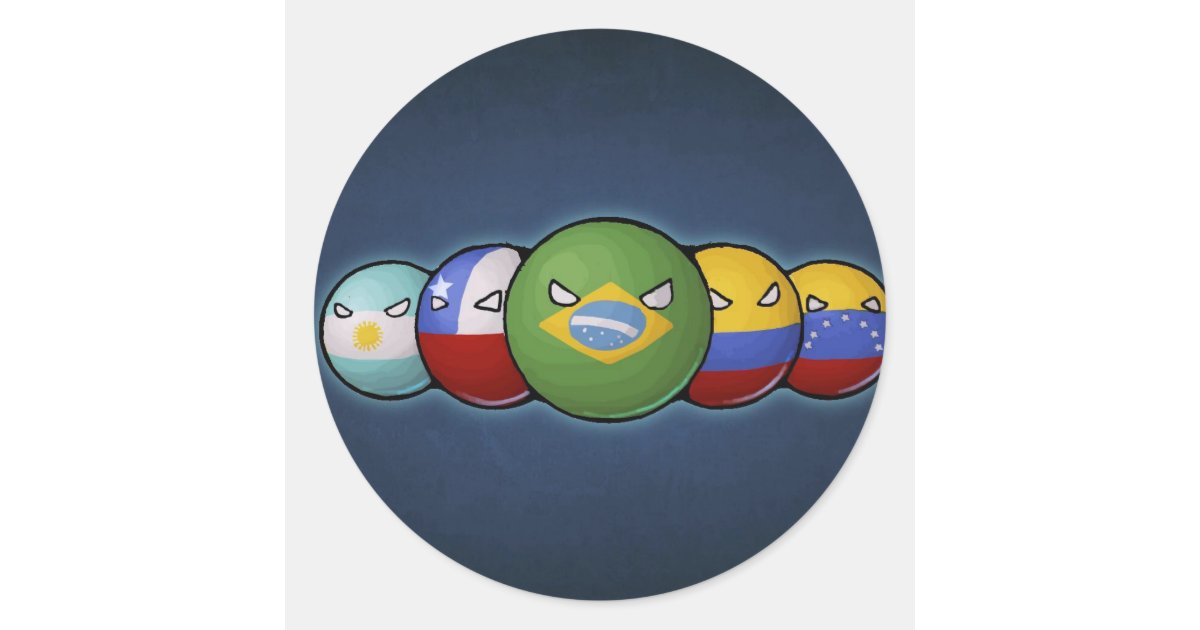 South America Countryballs Classic Round Sticker | Zazzle