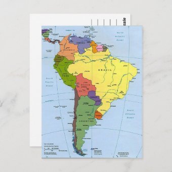 South America map Postcard | Zazzle