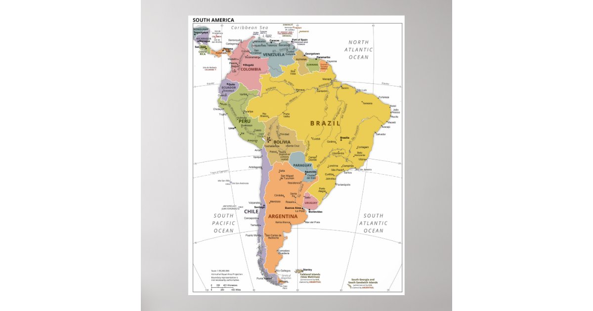 South America Map Poster | Zazzle