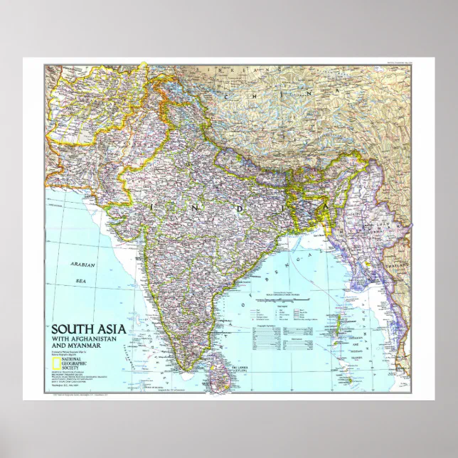 " South Asia: 1997 Detailed MAP ... Poster | Zazzle