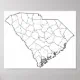 South Carolina Counties Blank Outline Map Poster | Zazzle