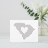 South Carolina Gray State Map Shape with Heart Postcard | Zazzle