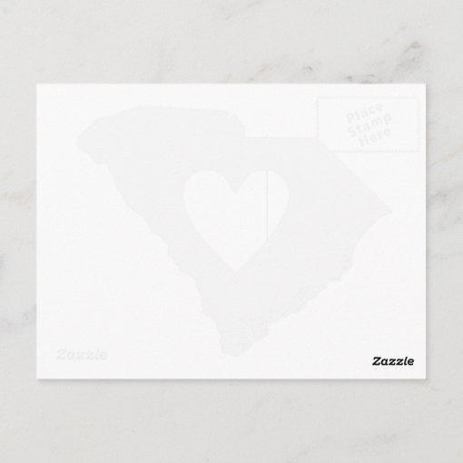 South Carolina Gray State Map Shape with Heart Postcard | Zazzle