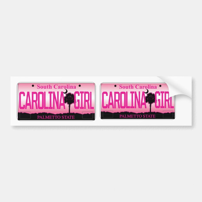 South Carolina License Plate "Carolina Girl" Bumper Sticker | Zazzle