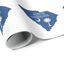 South Carolina Outline Map Shaped State Flag Wrapping Paper | Zazzle