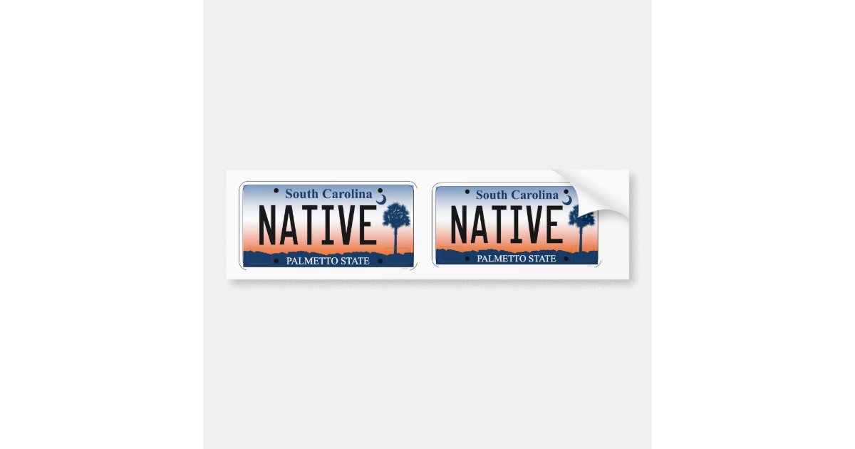 South Carolina Palmetto Sunrise Native Plate Bumper Sticker | Zazzle