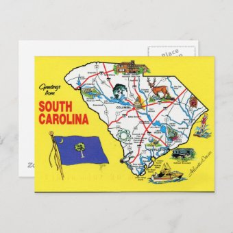 South Carolina State Map Postcard | Zazzle