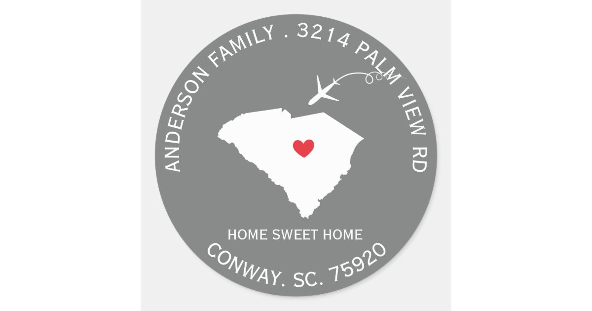 SOUTH CAROLINA State | New Address Label Sticker | Zazzle