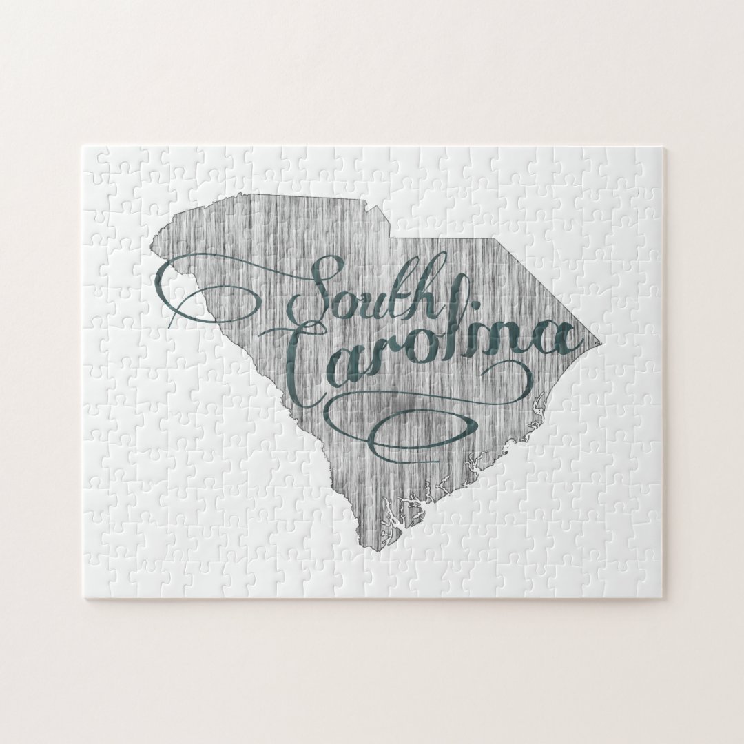 South Carolina State Typography Jigsaw Puzzle | Zazzle