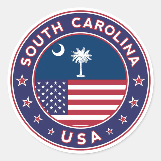 South Carolina sticker, phone case, tote bag Classic Round Sticker | Zazzle