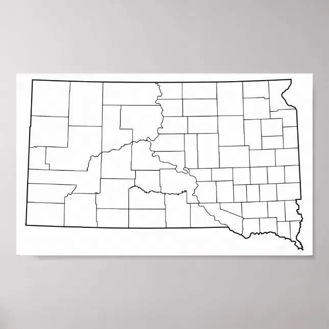 South Dakota Counties Blank Outline Map Poster | Zazzle