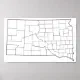 South Dakota Counties Blank Outline Map Poster | Zazzle