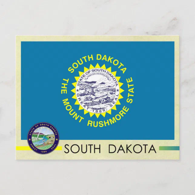 South Dakota State Flag and Seal Postcard | Zazzle