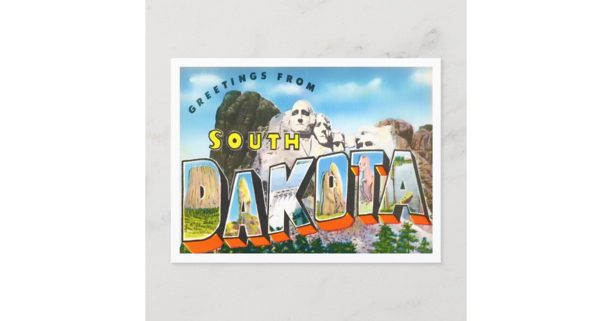 South Dakota Vintage Big Letters Postcard | Zazzle