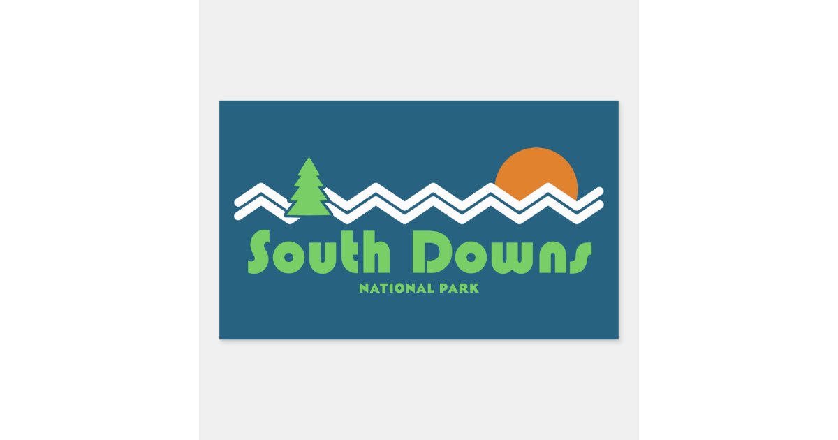 South Downs National Park Retro Rectangular Sticker | Zazzle