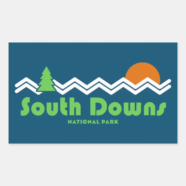 South Downs National Park Retro Rectangular Sticker | Zazzle
