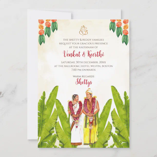 South Indian Wedding invitations Digital | Zazzle