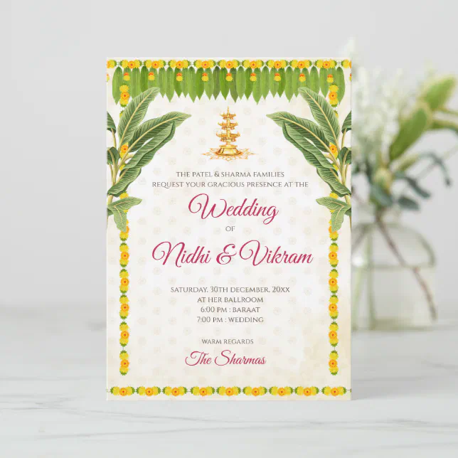 South Indian wedding invitations & Hindu invites | Zazzle