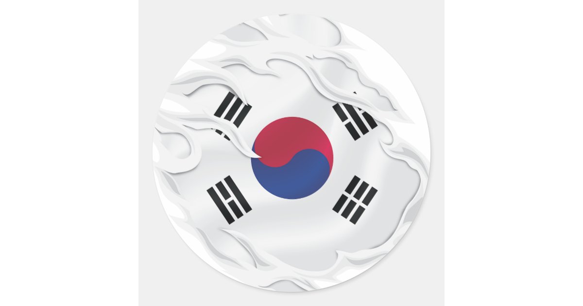 South Korea Ripped Flag Classic Round Sticker | Zazzle