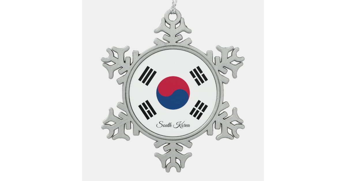 South Korea snowflake, Korean flag Snowflake Pewter Christmas Ornament ...