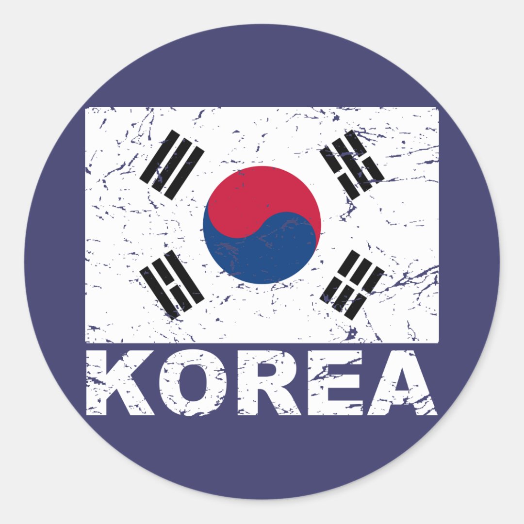 South Korea Vintage Flag Classic Round Sticker | Zazzle