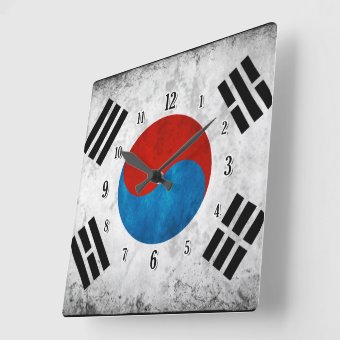 South Korean Flag Square Wall Clock | Zazzle