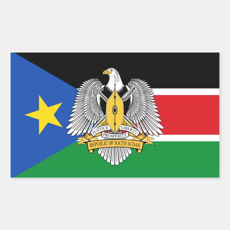 South Sudanese Flag & Coat of Arms, South Sudan Rectangular Sticker | Zazzle