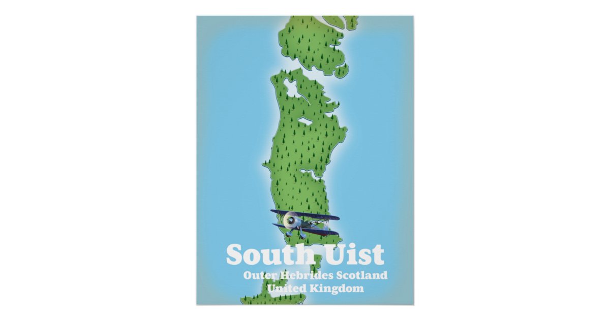 South Uist Outer Hebrides Scotland map Canvas Prin Poster | Zazzle