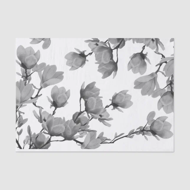 Southern Black & White Magnolia Flowers Tissue Paper | Zazzle