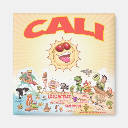 Southern California Cali Cartoon Magnet | Zazzle.com