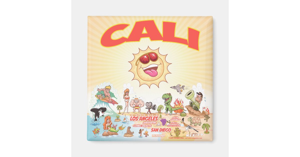 Southern California Cali Cartoon Magnet | Zazzle