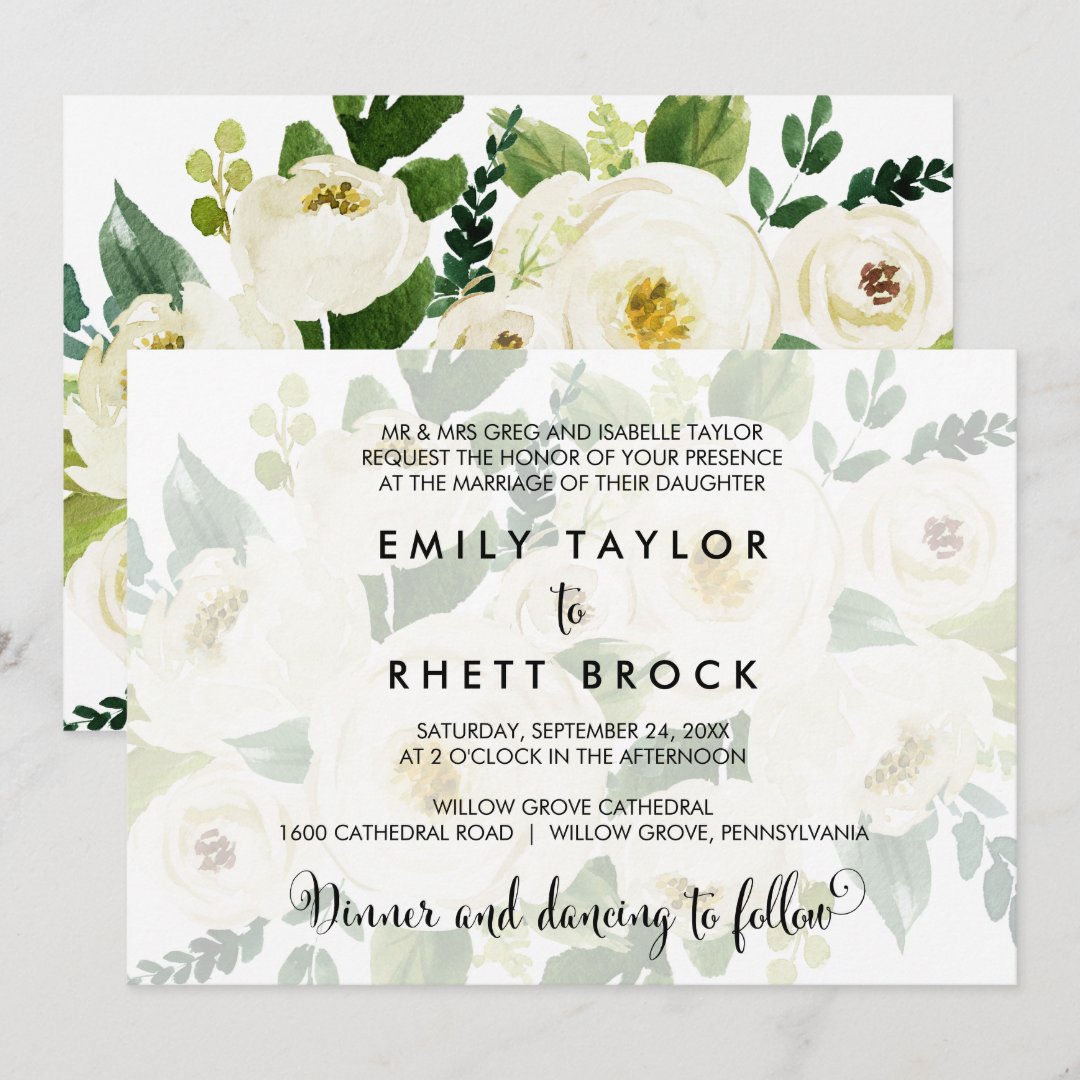 Southern Calligraphy | Faded Floral Formal Wedding Invitation | Zazzle