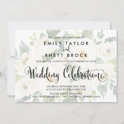 Southern Calligraphy Faded Floral Wedding Invitation | Zazzle