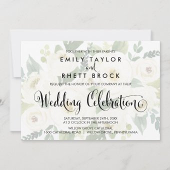 Southern Calligraphy Faded Floral Wedding Invitation | Zazzle